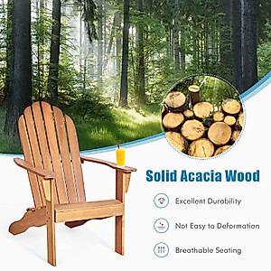 RELAX4LIFE Adirondack Chairs Set of 4, Acacia Wood Adirondack Lounge Chair, Weather Resistant Outdoor Chair for Patio Garden Porch Deck, 350 LBS Weight Capacity, Wooden Fire Pit Chairs (4, Natural)