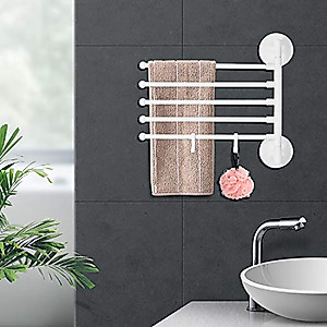 Towel Rack Bathroom Towel Rack Tower Rack Storage on Kitchen Wall with Metal Rod No Punching Installation (White 5 Layers)