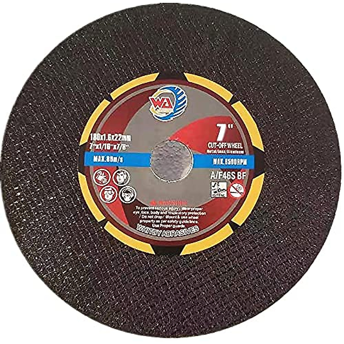 WA 10PACK - 7”x1/16"x7/8" Cutting Wheel for Metal & Stainless Steel, Cut-Off Discs Used On Angle Grinder, Diameter 7 inch, Arbor 7/8 inch, Aggressive Cut