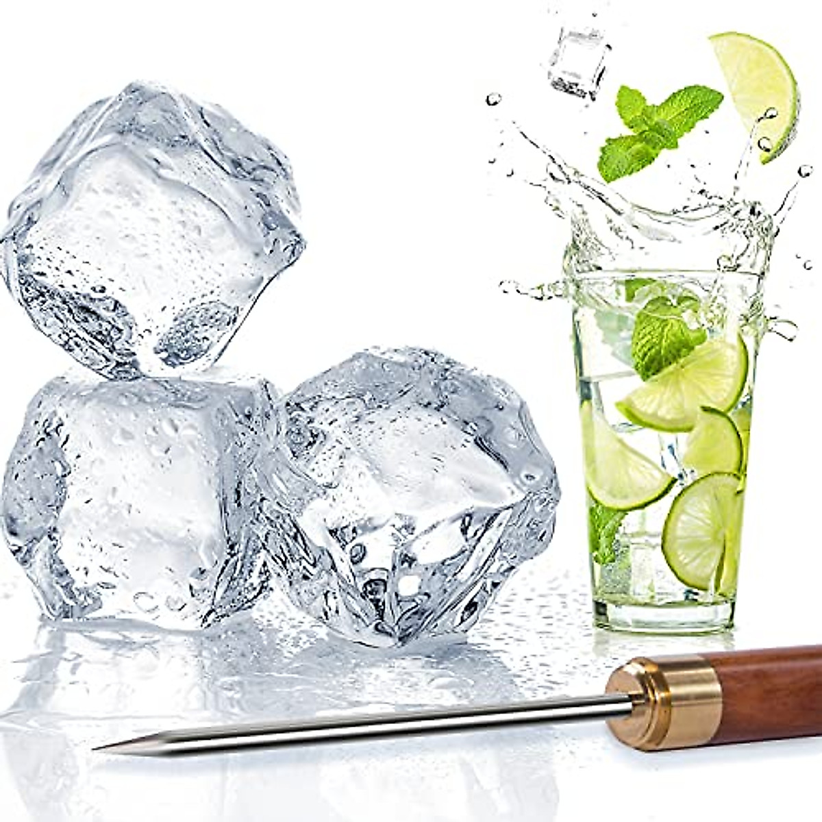 QiBaLee Ice Pick 2Pcs. Ice Picks for Breaking Ice. 9 Inches Length. Secure Wooden Caps and Non-slip Wooden Handles. Easy to Store. For Use in Kitchen Bars Bartender Picnics Camping& Restaurant