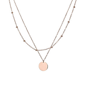 RoseGold Layered Necklace for Women - Coin Choker Necklace Charm Pendant Necklace