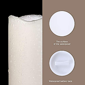 Waterproof Outdoor Flameless Candles with Remote, Bemoment Battery Operated Candles for Indoor Outdoor Lanterns, Plastic Candles for Garden, Lawn Wedding, Set of 3(3x6inch)