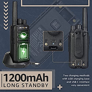 Retevis NR10 2 Way Radio with Earpiece,AI Noise Canceling Two Way Radio,VOX Hands-Free,1200mAh Battery,USB Charging Base, Heavy Duty Walkie Talkies for Church Security Noisy Environment(10 Pack)