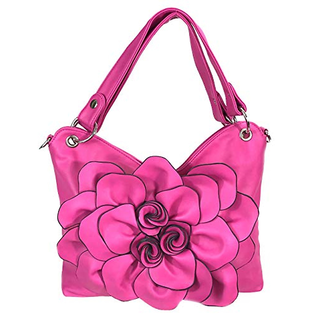Zzfab Big Flower Purse with Clasp Fushia