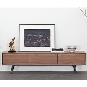 WILLIAMSPACE 70.2" Mid-Century Modern TV Stand for TVs up to 75 inch, TV Console Media Cabinet with Storage, Home Entertainment Center for Living Room Office (Walnut)