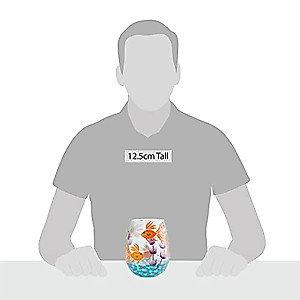 Enesco Designs by Lolita Turquoise Water and Gold Fish Artisan Hand-Painted Stemless Wine Glass, 1 Count (Pack of 1), Multicolor