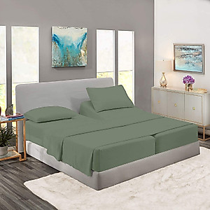 Royal Bliss Split King Sheet Set - 1900 Ultra-Soft Microfiber Split King Bed Sheets - Double Brushed - Deep Pockets - Easy Fit - 5 Piece Set - Bedding Sheets & Pillowcases (Split King, Sage)