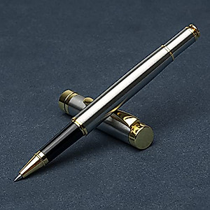 YIVONKA Luxury Ballpoint Pens Best Ball Pen Gift Set for Men & Women Professional Executive Office Nice BallPens Classy Gift Box Ballpoint Black Refill Line width 0.5mm (Silver)