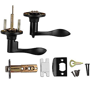 Berlin Modisch Entrance Lever Door Handle [Lock with Two Keys] for Office or Front Door with a Iron Black Finish, Reversible for Right & Left Side, Entry Lever Classic Series