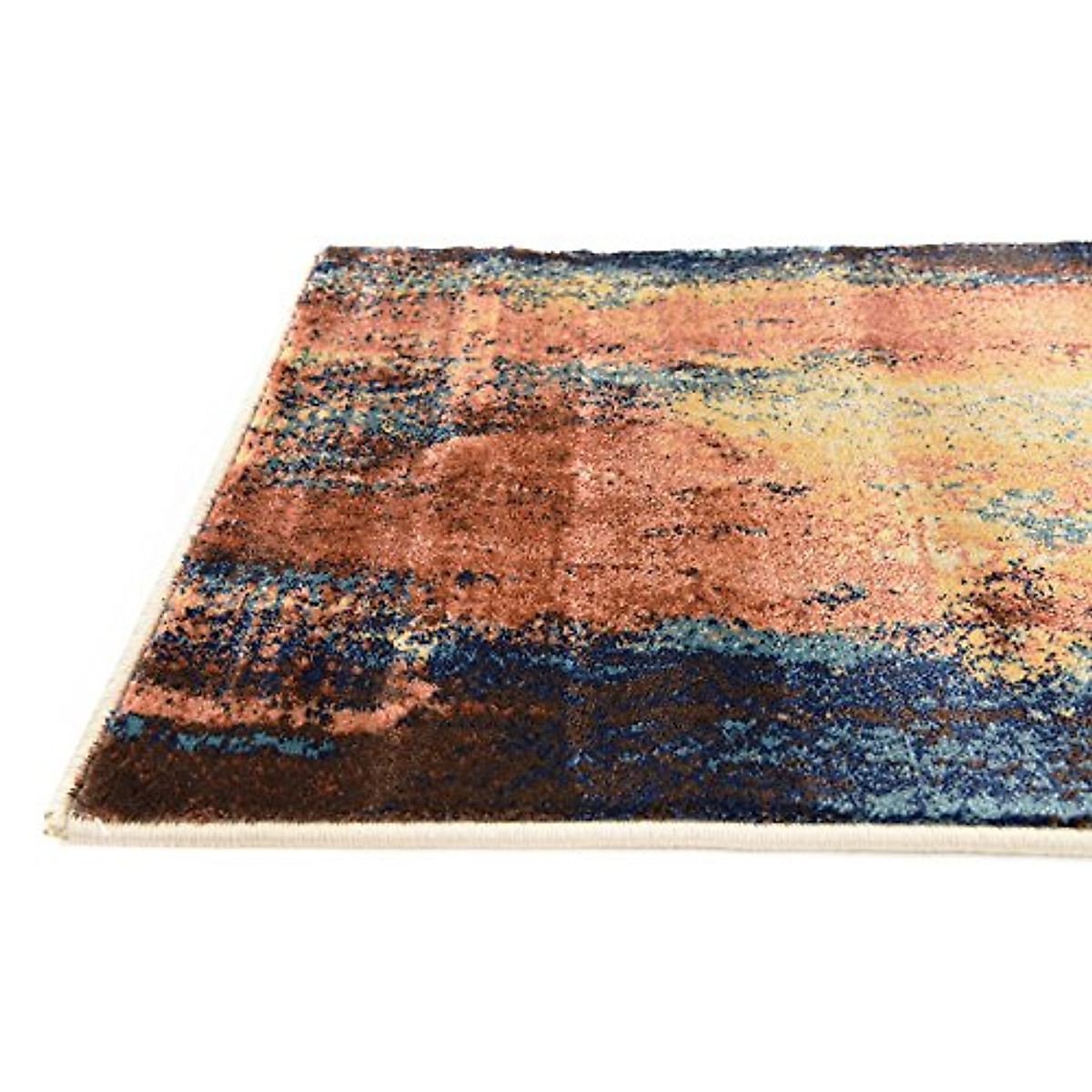 Unique Loom Mystic Collection Over-Dyed Abstract, Mid-Century Modern, Rustic Area Rug, 2' 0" x 6' 0", Peach/Beige