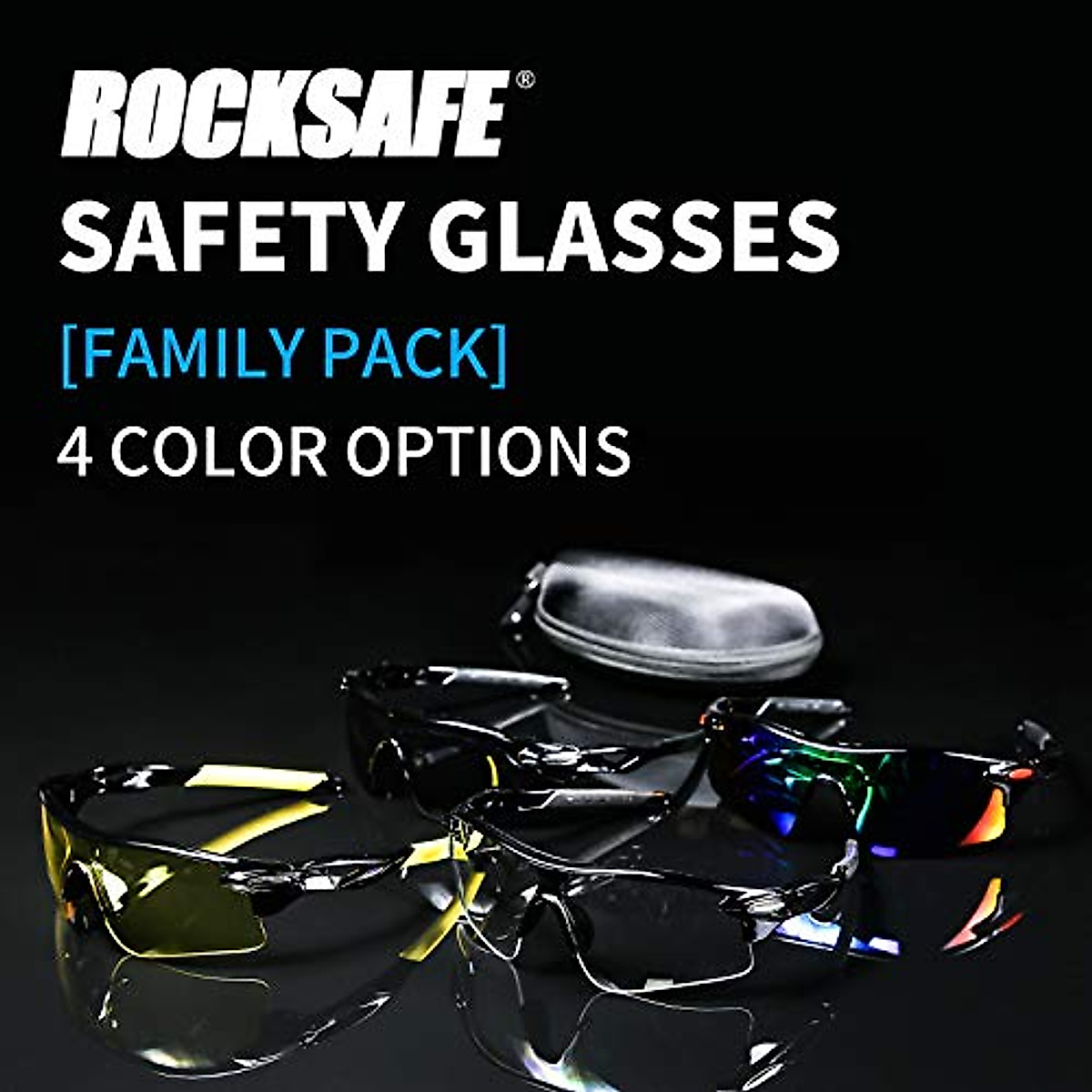 ROCKSAFE Safety Glasses (Clear) Polycarbonate Impact & Scratch Resistant, Wrap-Around UV-Block Protective Eyewear [8-Pack]