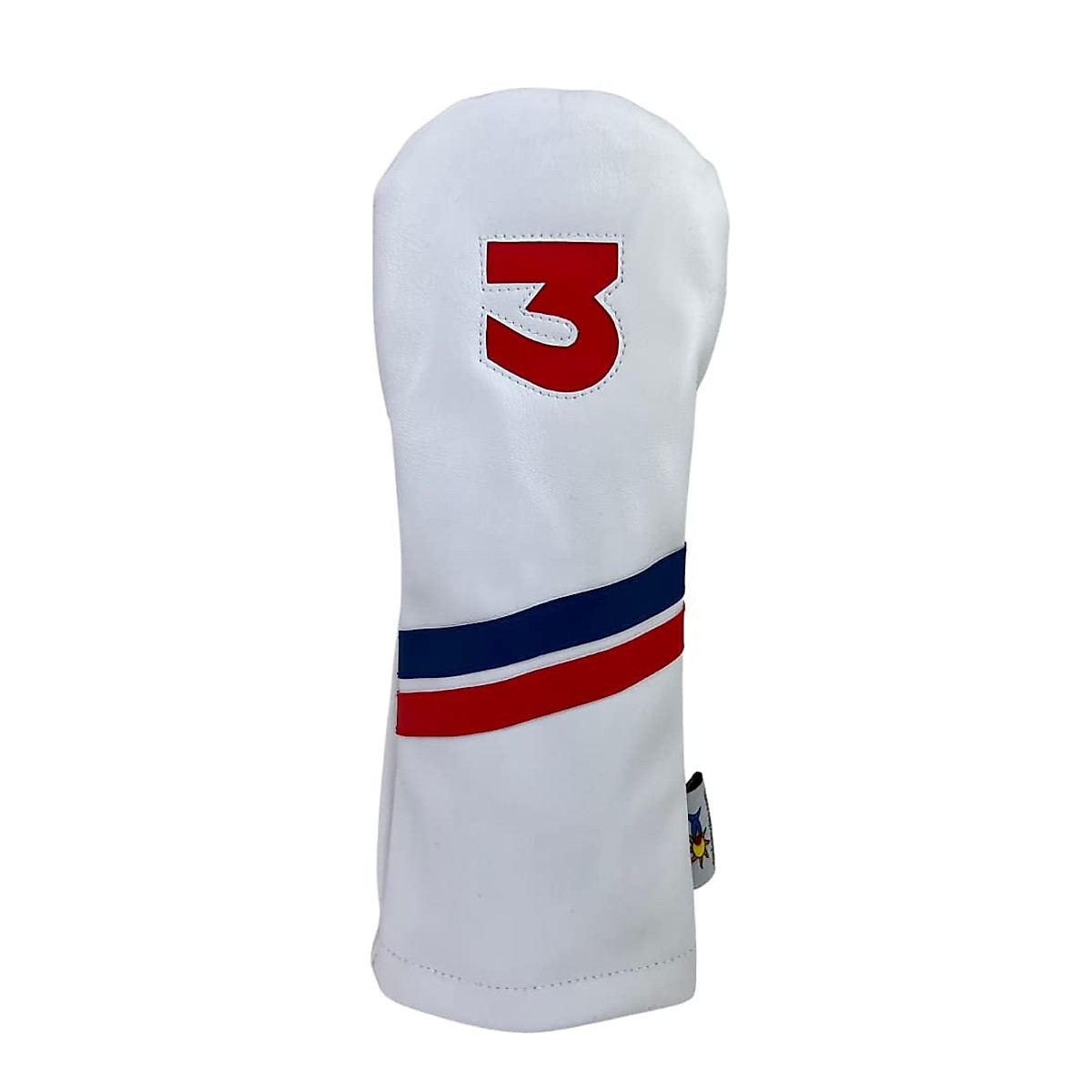 White Blue Red Sunfish Leather Golf Headcover 5 Piece Set 1 3 5 X H Driver Fairway Hybrid