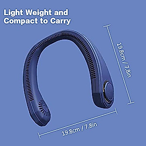 AURTEC Portable Neck Fan, Hands Free Bladeless Neck Fan, Personal Summer Cooling Neck Fan, 3 Speeds 4000mAh Rechargeable Neck Fan with LED Display - Blue
