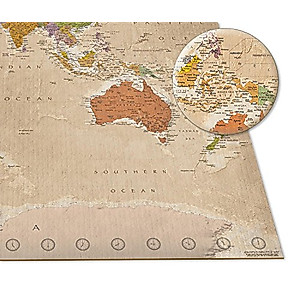 Close Up World map XXL Poster Vintage 2018- MAPS in Minutes® (55"x39")