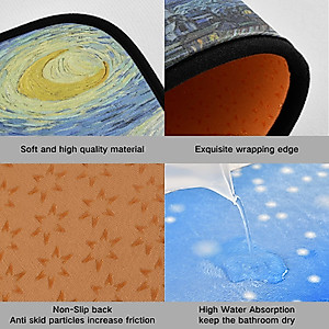 ALAZA Van Gogh Starry Sky Oil Painting 2 Piece Kitchen Rug Floor Mat Set Runner Rugs Non-Slip for Kitchen Laundry Office 20" x 28" + 20" x 48"