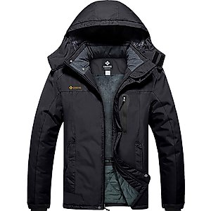 GEMYSE Men's Mountain Waterproof Ski Snow Jacket Winter Windproof Rain Jacket (Black,Medium)
