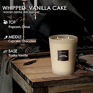 HomeLights Scented Candles, Candles for Home Scented, Large Jar Aromatherapy Candles, Natural Soy Wax, 130 Hours Long Burning Candles Gift, Whipped Vanilla Cake