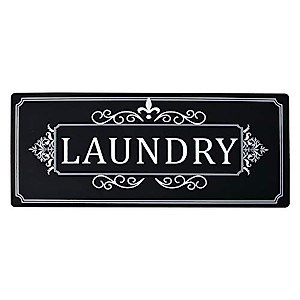 Black White Laundry Room Rugs Runner 20"x48" Long Non Slip Waterproof Laundry Mats Kitchen Floor Carpet Durable Cushioned Natural Rubber Foam Area Rug for Laundry Room Kitchen Bathroom Farmhouse