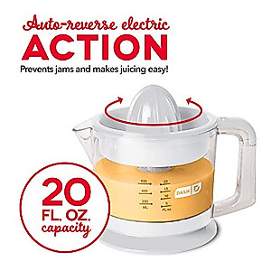 Dash Citrus Juicer Extractor: Compact Juicer for Healthy Juice, Oranges, Lemons, Limes, Grapefruit & other Citrus Fruit with Easy Pour Spout + 32 oz Pitcher - White