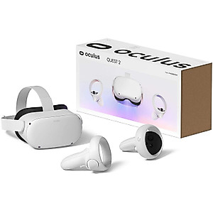 Oculus Quest 2 - Advanced All-in-One Virtual Reality Gaming Headset - White - Family Christmas Holiday Gaming Entertainment Bundle (128GB)