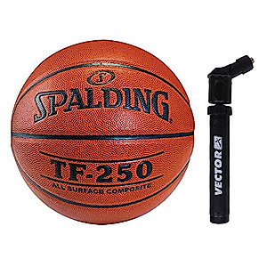 Spalding Basketball TF-250 Professional Basketball Spalding Basketball || Basketball with Pump || Basketball Combo || Basketball Size 6-7 Basketball for Men Full Size (7+Pump)