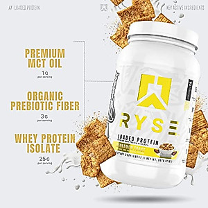 Ryse Loaded Protein Powder | 25g Whey Protein Isolate & Concentrate | with Prebiotic Fiber & MCTs | Low Carbs & Low Sugar | 27 Servings (Cinnamon Toast)