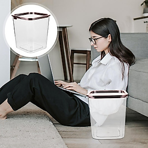 MAGICLULU Clear Trash Can Square Wastebasket Plastic Garbage Bin Transparent Rubbish Can Waste Container for Bedroom Kitchen Bathroom Home Office A