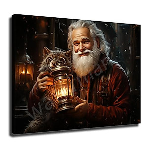 Santa Claus Reading Bible Christmas Poster Vintage Christmas Canvas Wall Art Print Kids Room Wall Decor Bedroom Aesthetic Living Room Decor Christmas Gift (20x30inch-No Framed)