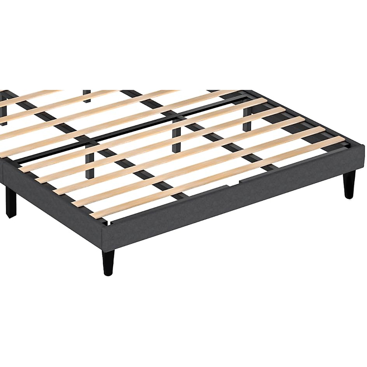 Queen Size Upholstered Platform Bed Frame with Headboard and Sturdy Wooden Slats, Wooden Bed for Bedroom, Non-Slip and Noise-Free, No Box Spring Needed, Easy Assembly, Dark Gray
