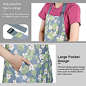 BOUMUSOE 3 Pack Floral Aprons with Pocket, Blooming Womens Aprons Waterproof Adjustable Cooking Aprons for Kitchen Gardening and Salon