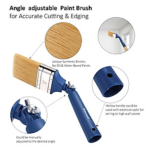 Genixart Multi Angle Adjustable Masonry Paint Brush, Stain Brushes for Fence & Wall Painting (3Pack Assorted Sizes)