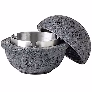 AETVRNI Desktop Mini Trash Can with Lid-Material: Concrete + Stainless Steel.Interesting UFO Design for Indoor and Outdoor Home Office Desktop Decoration,Black,L