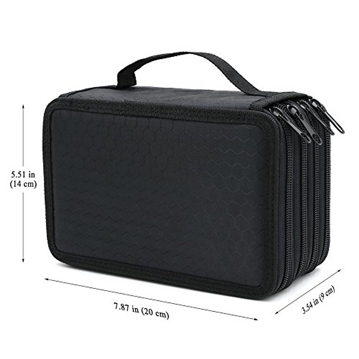 YOUSHARES 72 Holders Handy Multi-layer Zipper Pencil Case with Handle Strap, Oxford Fabric, Black