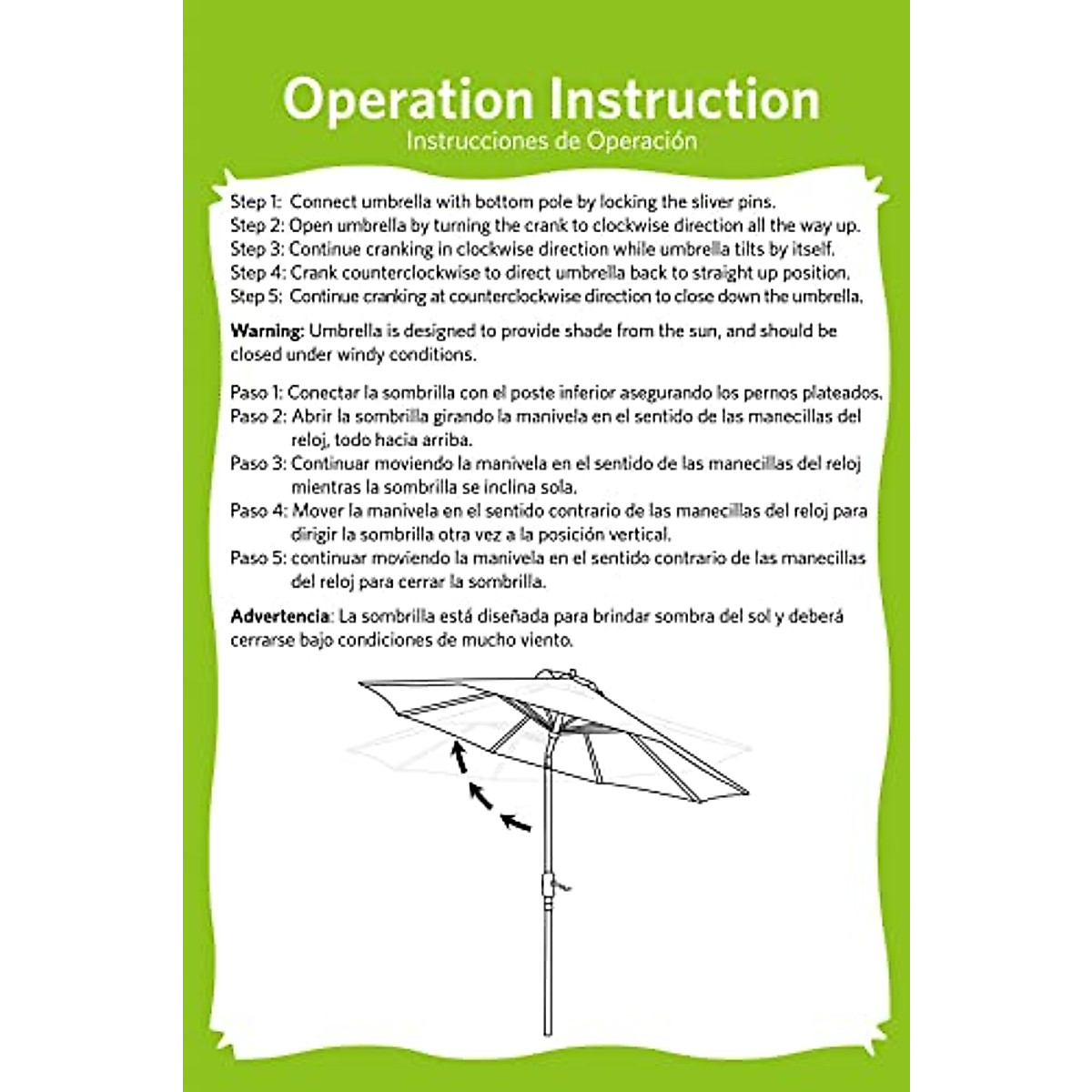 Bayside21 9' Patio Umbrella Outdoor Table Umbrella with Crank, Auto Tilt, Durable Solution Dyed Polyester Fabric Umbrella Canopy, Faded Resistant, UV Protection SPF 50+, Solartex Fabric Orange