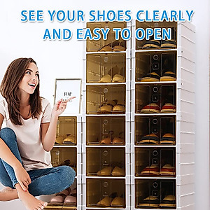 Stymeto Shoe Box Foldable Shoe Organizer Boxes, Installation-free Shoe Storage, Plastic Durable Materials Shoe Holder, Random combinations Shoes Rack(3 Layer)
