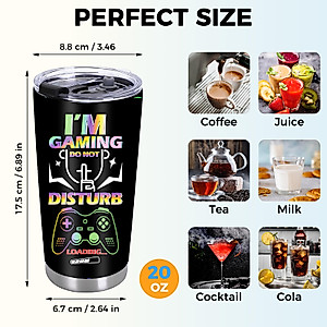 LATTPLYN Gaming Mug Tumbler for Boys, Gamer Mugs 20 oz Insulated Tumbler with Handle and Lid, Stainless Steel Travel Cup for Men Boys Kids Teens, Gaming Gamepad Gift for Birthday