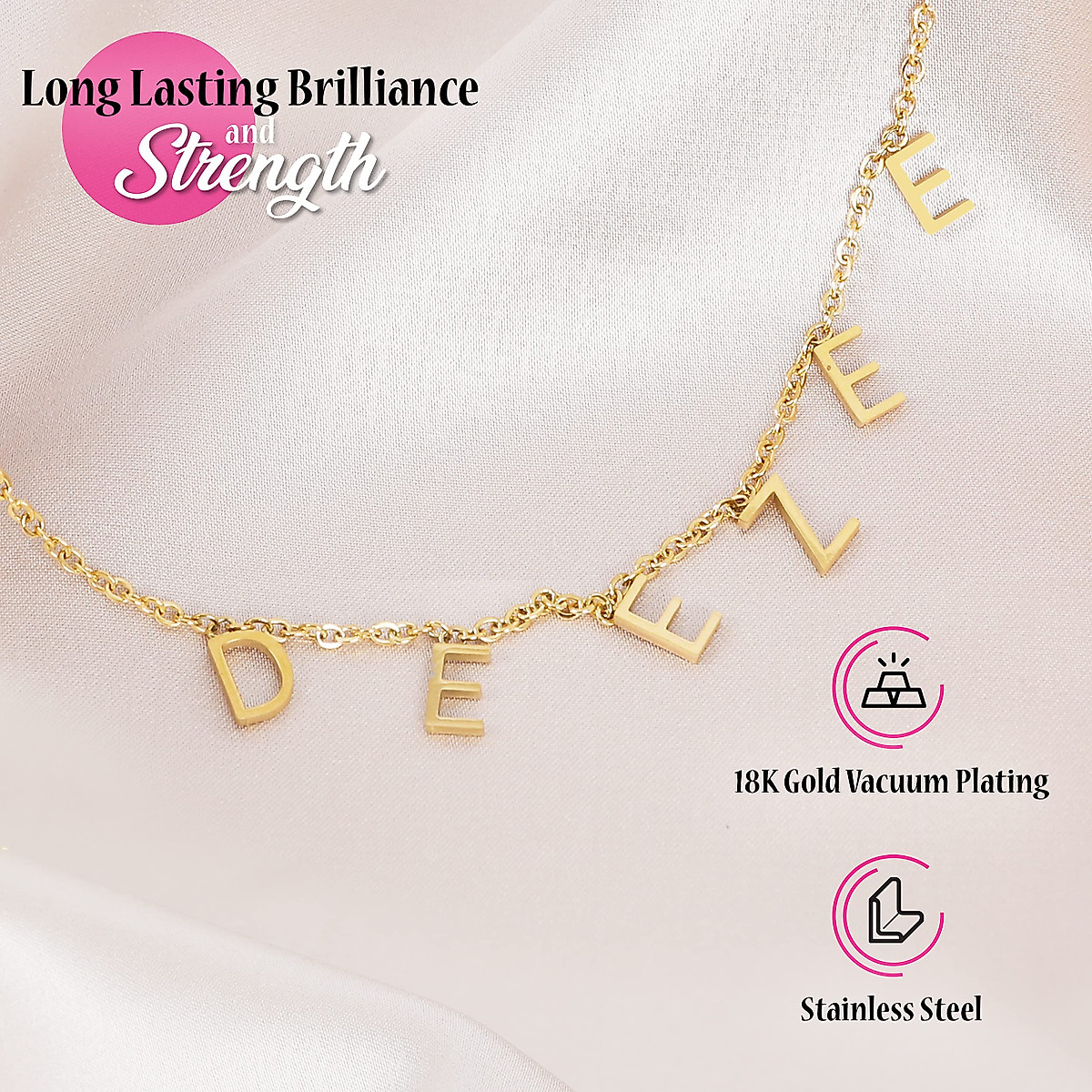 Sorority Shop Delta Zeta Necklace — DZ Name Necklace, 18K Gold Plated Sorority Gifts Necklace, Long-Lasting Delta Zeta Gifts for Women