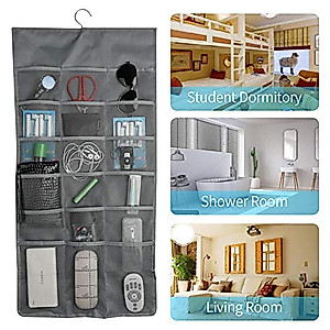 Enlarged Closet Hanging Bra Organizer with Rotating Metal Hanger, Extra-Large Dual Sided Wall Shelf Wardrobe Mesh Pockets Hanging Storage Bag for Bra Socks Underwear Underpants