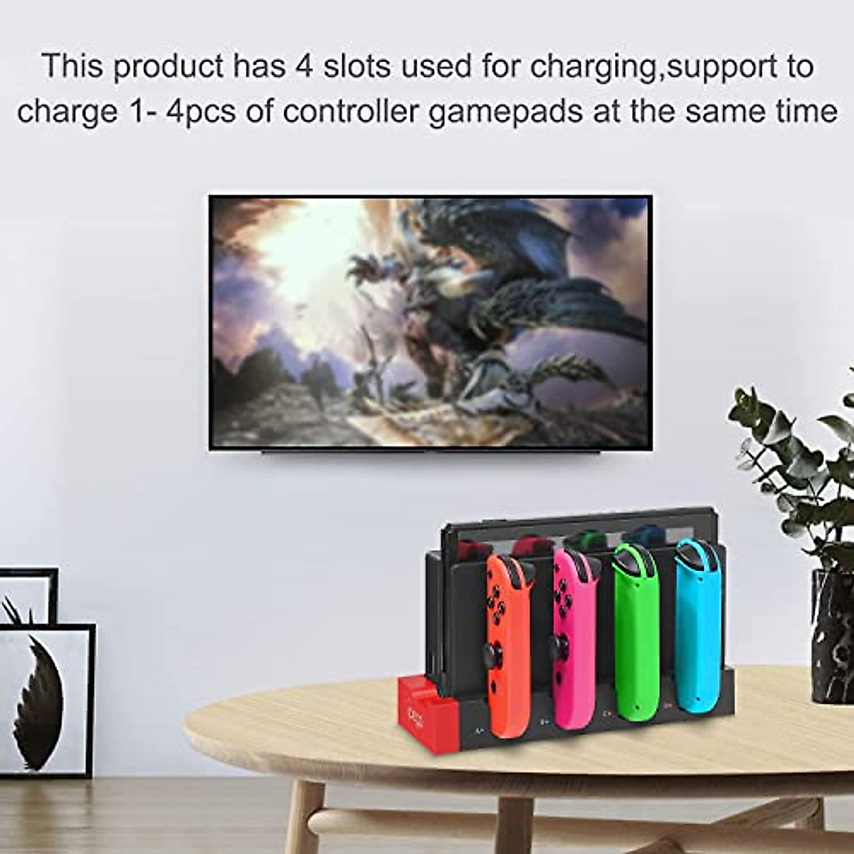 Charging Dock Compatible with Nintendo Switch & Switch OLED Model Joycons, Switch Controller Charger Dock Station for Joycon Charges up to 4pcs, Charging Stand Station for Nintendo Switch/OLED Model