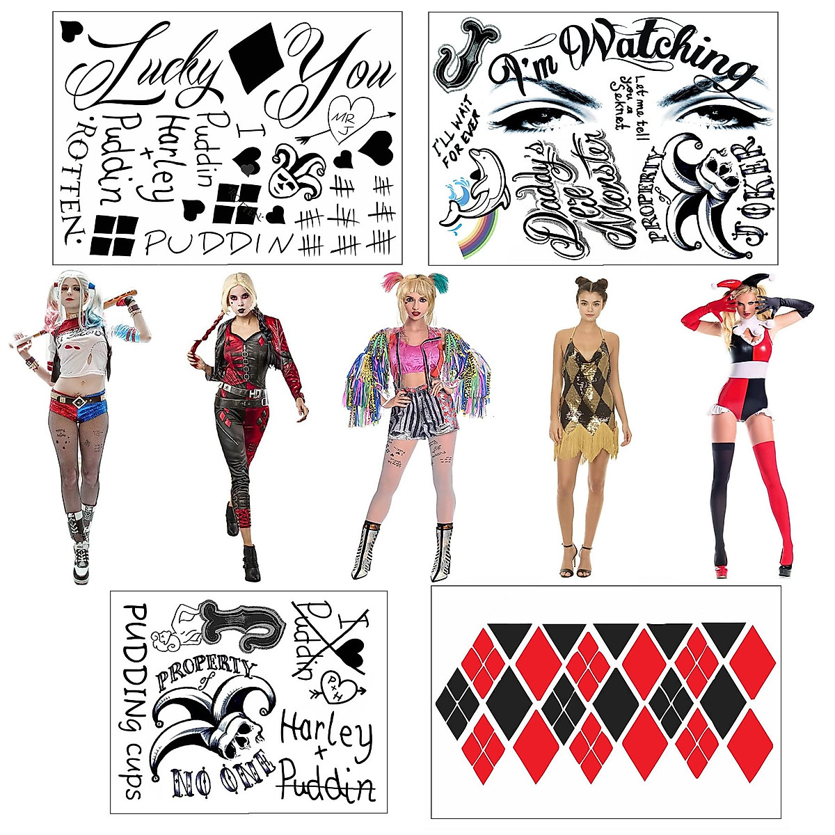 Updated 2022 Professional HQ Complete Temporary Tattoos - All Versions - 4 Sheets w/ 30+Tats - Halloween Costume/Cosplay