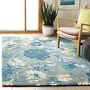 SAFAVIEH Soho Collection 7'6" x 9'6" Blue/Multi SOH849A Handmade Premium Wool & Viscose Area Rug