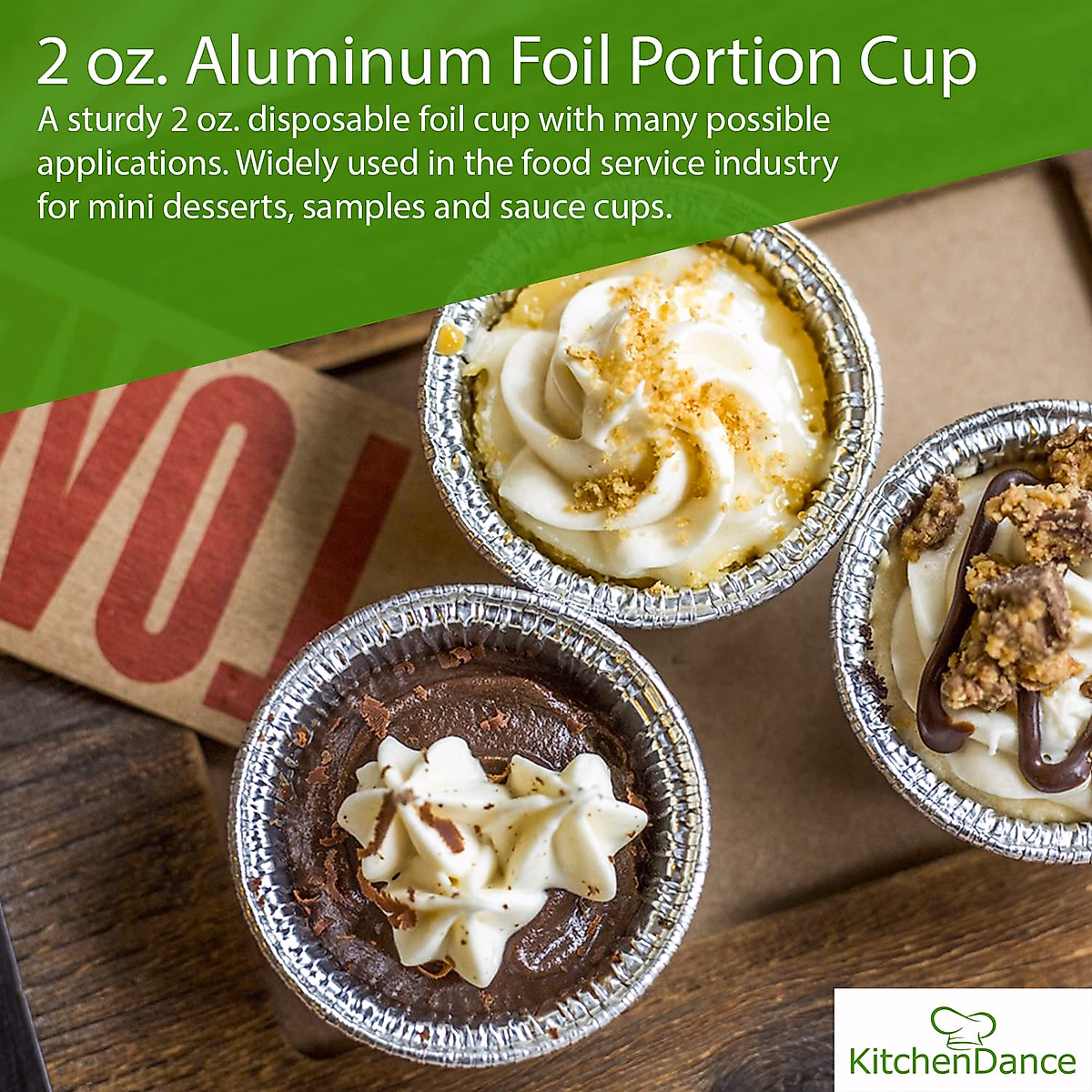 KitchenDance Disposable Aluminum Ramekins Souffle Foil Cups - 2 Ounces Round Individual Baking Cup Perfect for Home, Bakeries, Restaurants - Great for Parties and Catering, S220, 500 Count