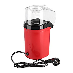 Asixx Electric Popcorn Maker, 1200W Mini Electric Popcorn Maker Hot Air Popcorn Maker Home Use Automatic Popcorn Machine 220V EU Plug, Red
