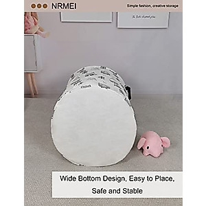 NRMEI Round Storage Basket Laundry Foldable Waterproof Coating Nursery Hamper for Living Room Bedroom and Clothes Toys(Round Pine Animal), 19.7 In H x 15.7 D inches, inches
