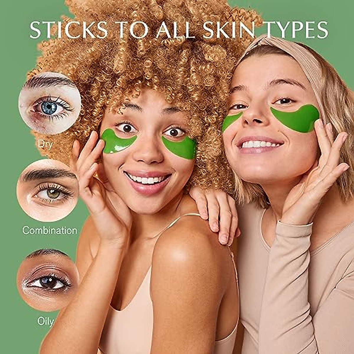 Enaskin Naturals Under Eye Patches - Green Tea Under Eye Masks for Dark Circles And Puffiness, Collagen Eye Gel Pads Moisturizing & Reducing Wrinkles, Beauty & Personal Eye Skin Care Products (30 Pairs) (Green)