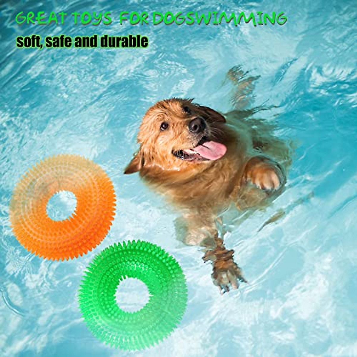 APTMAPT 5" Dog Squeaky Chew Toys for Chewers Dental Teething Cleaning and Training, Spike Ring Squeaky Dog Chew Toys for Small Medium Large Dogs(2 Pack)