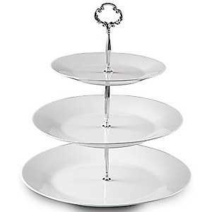 Klikel 3 Tiered Serving Stand -Silver Serving Tray for Parties - Round Platter for Cupcakes Fruits Dessert or Tea - Cake Pop Stand and Buffet Server