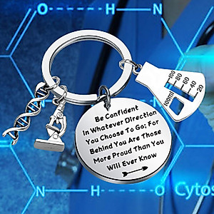 LQRI DNA Double Helix Charm Microscope Charm Keychain Chemistry Biology Gift Be Confident In Whatever Direction You Choose To Go Science Graduation Gift (K-DNA)