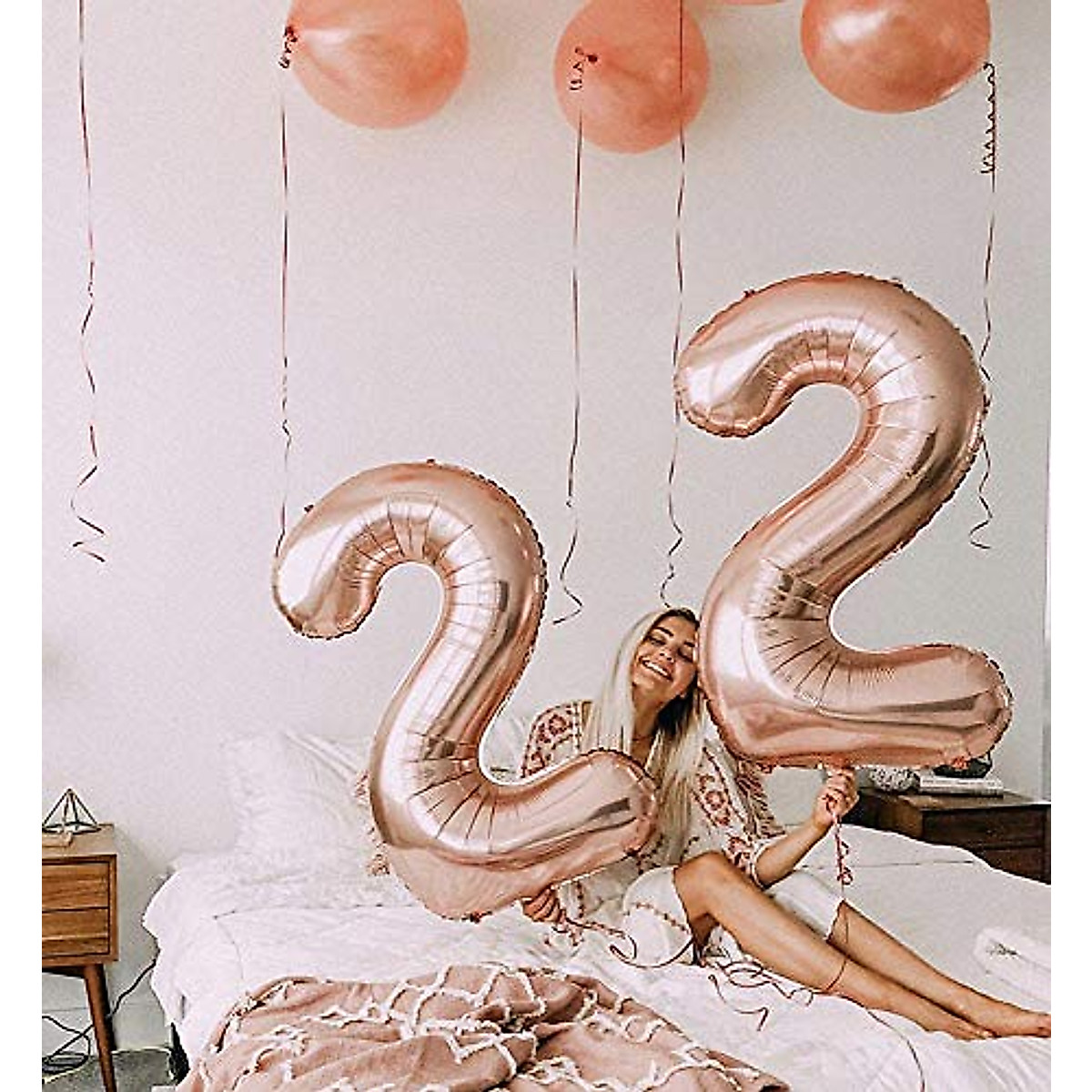 Juland Rose Gold Number Balloons Large Foil Mylar Balloons 40 Inch Giant Jumbo Number Balloons XXL for Birthday Party Decorations – 22