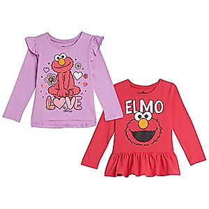 Sesame Street Elmo Toddler Girls 2 Pack T-Shirts Multicolored 2T